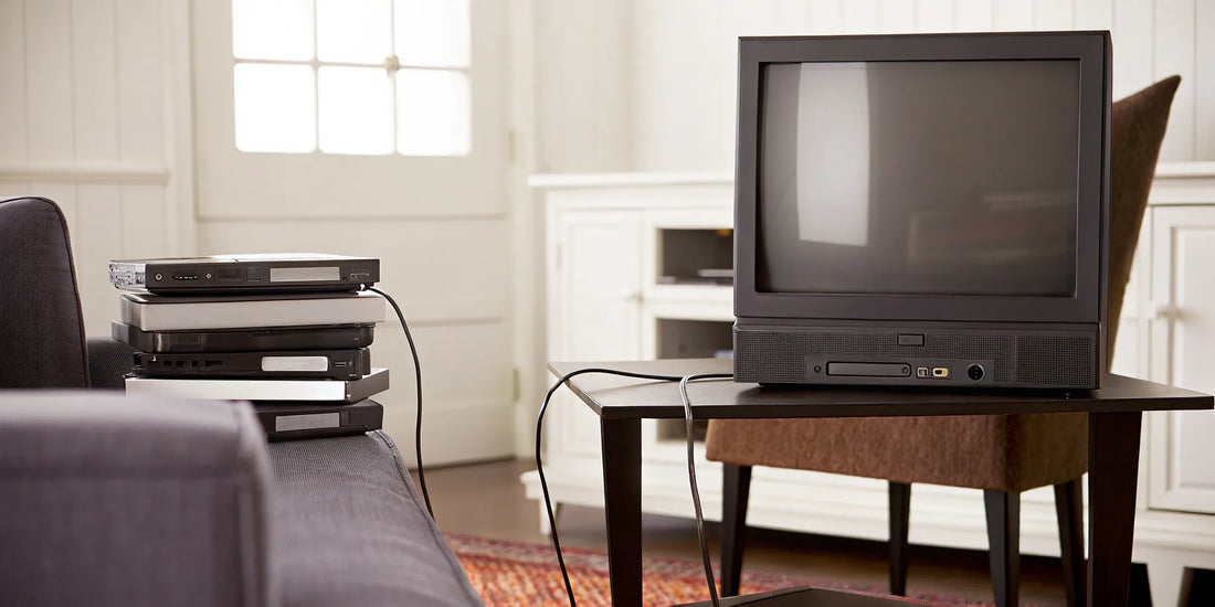 VHS tapes and TV ready for local digital conversion.